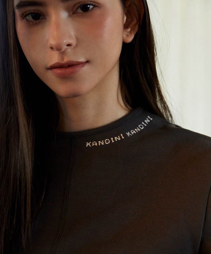 KANDINI Round Embroidered T-Shirt - Charcoal– Sokim