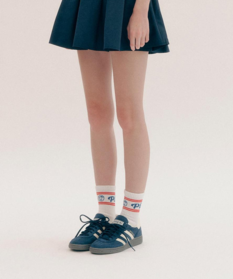 PIV'VEE Stripe Crew Socks - Cloud White/ Red